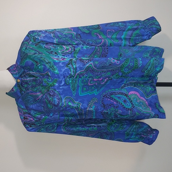 Tan Jay | Tops | Vintage 9s Tan Jay Blue Green Paisley Print Ls ...